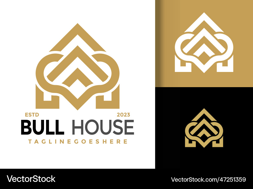 Bull House Logo - Modern Emblem Royalty Free Vector Image