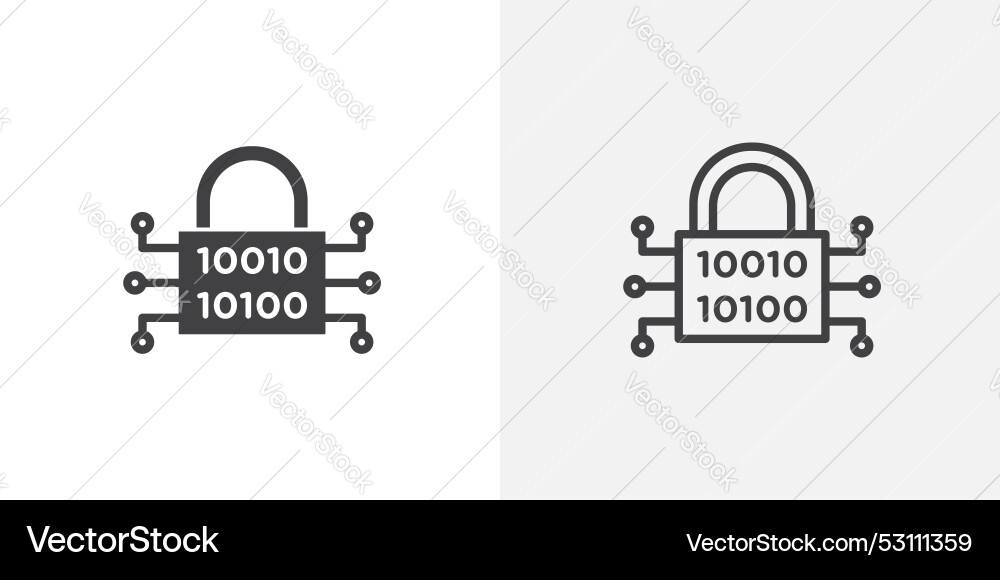 Encryption thin line icon set Royalty Free Vector Image