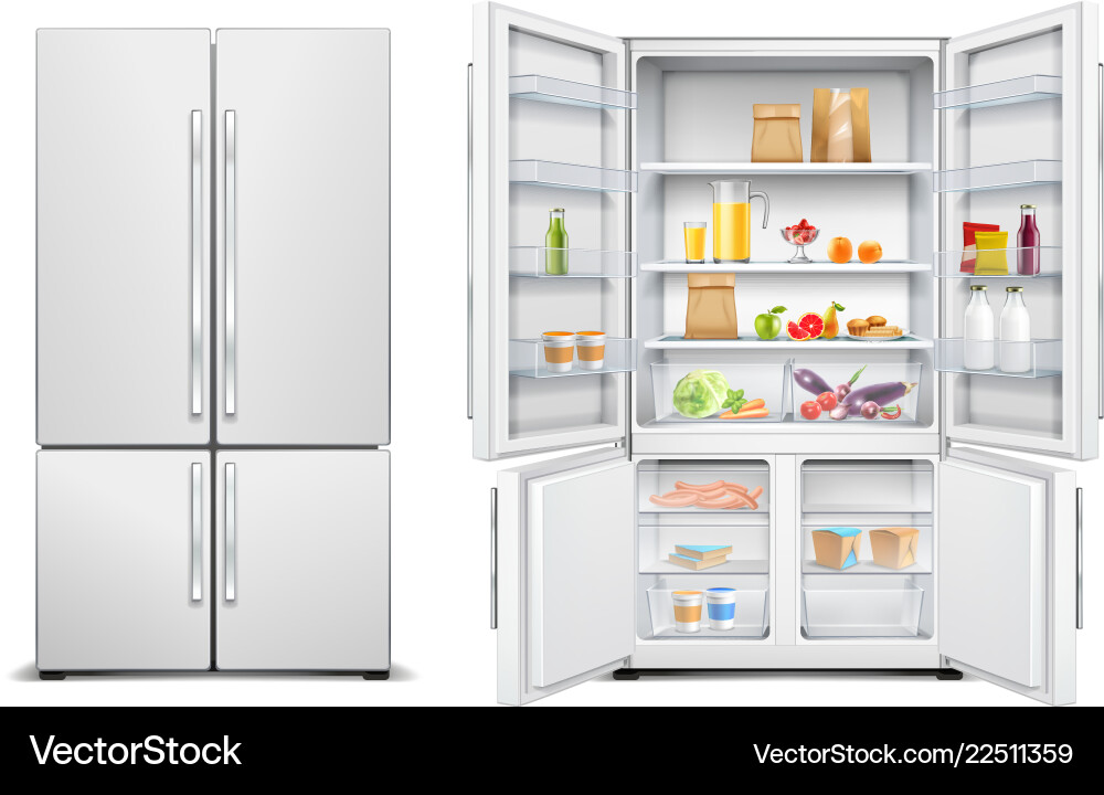 Family fridge realistic set Royalty Free Vector Image