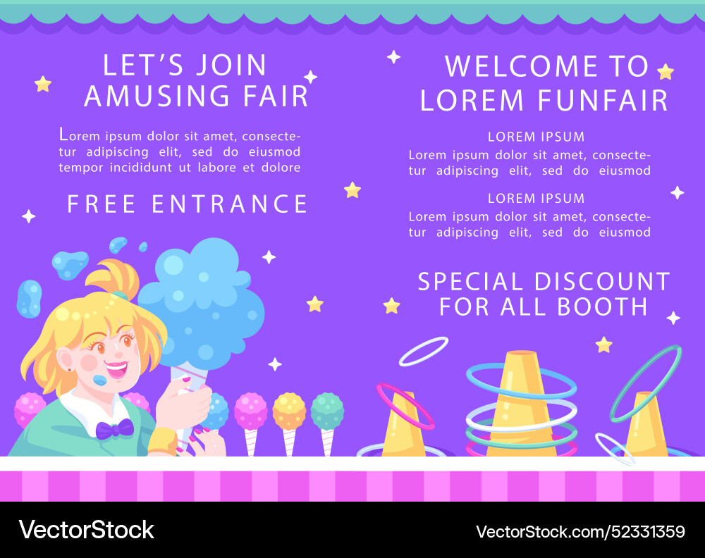 Hand drawn fun fair brochure template Royalty Free Vector
