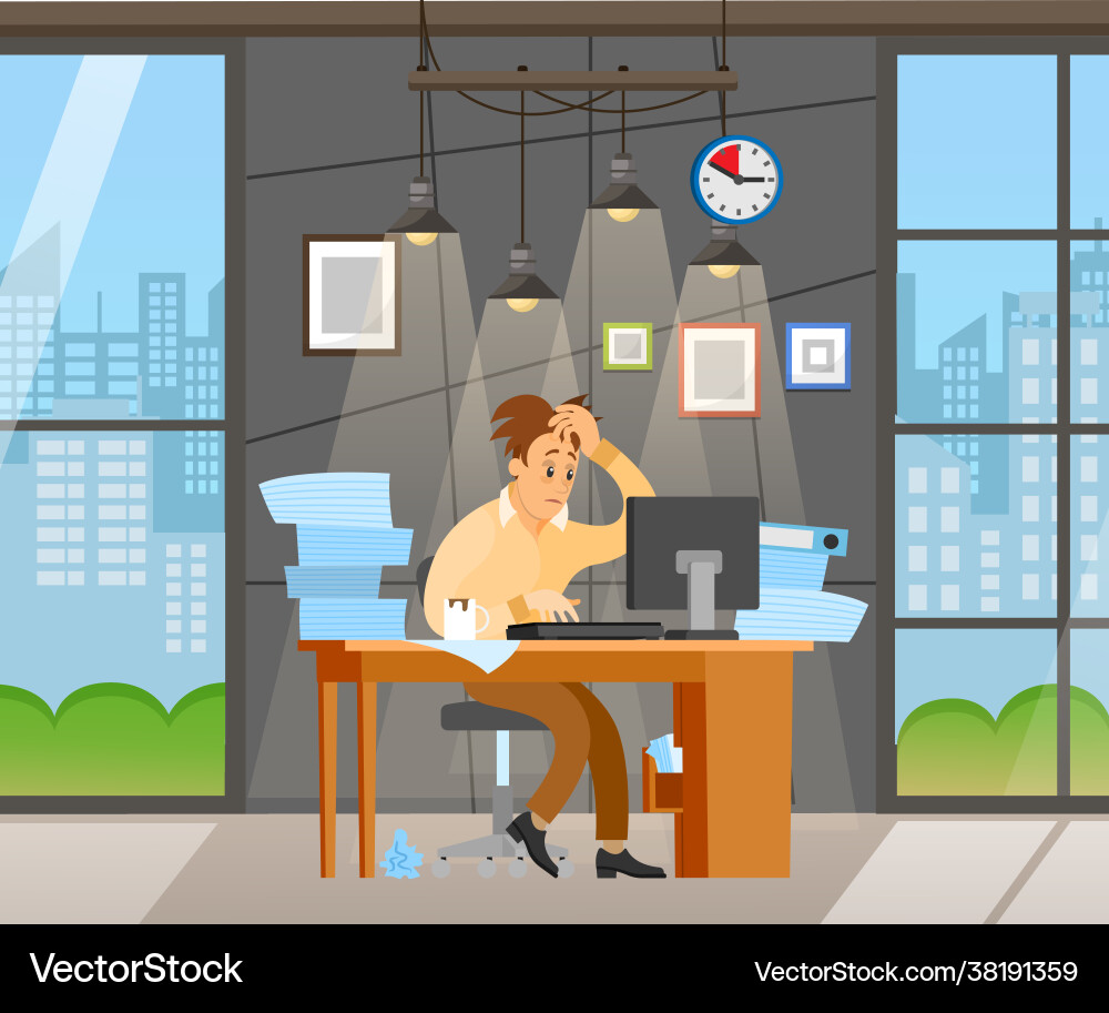 Missing deadline bad time management work Vector Image