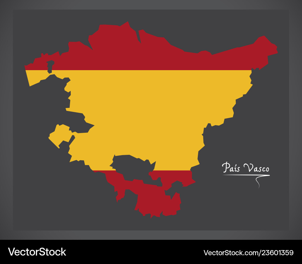 Pais vasco map with spanish national flag Vector Image