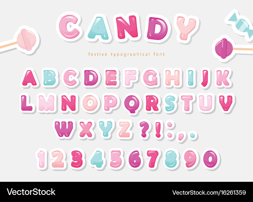 Paper cut out sweet font design candy abc letters Vector Image