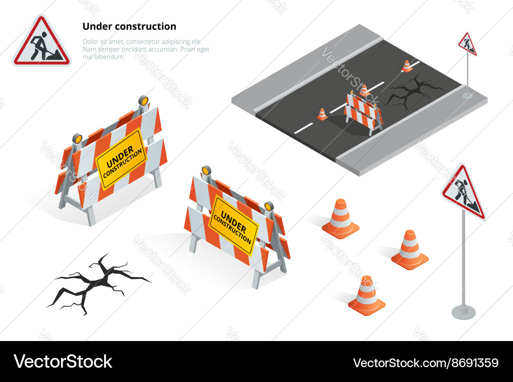 Road repair under construction sign repairs Vector Image
