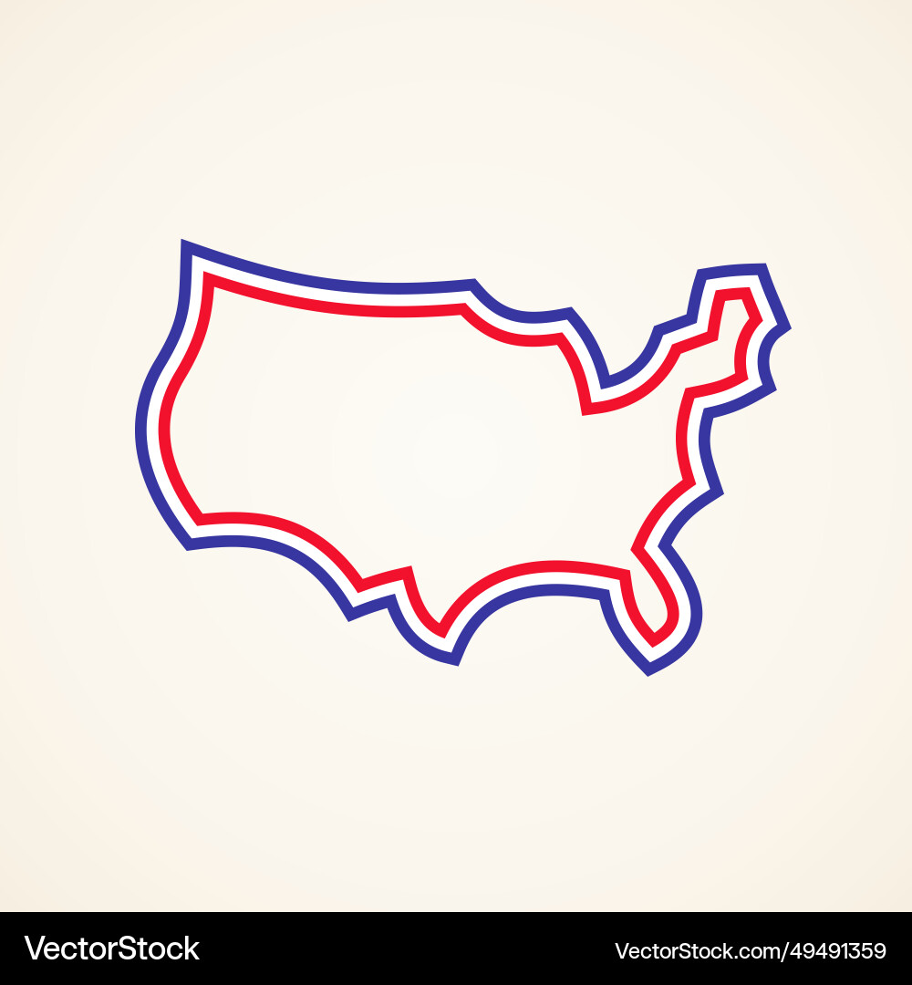 United states - stylized outline map in colors Vector Image