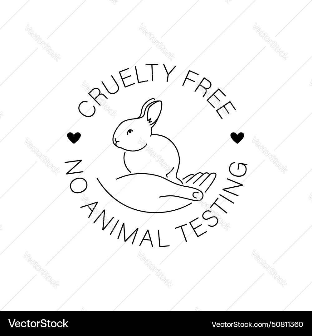 Cruelty free no animal testing line rabbit logo Vector Image