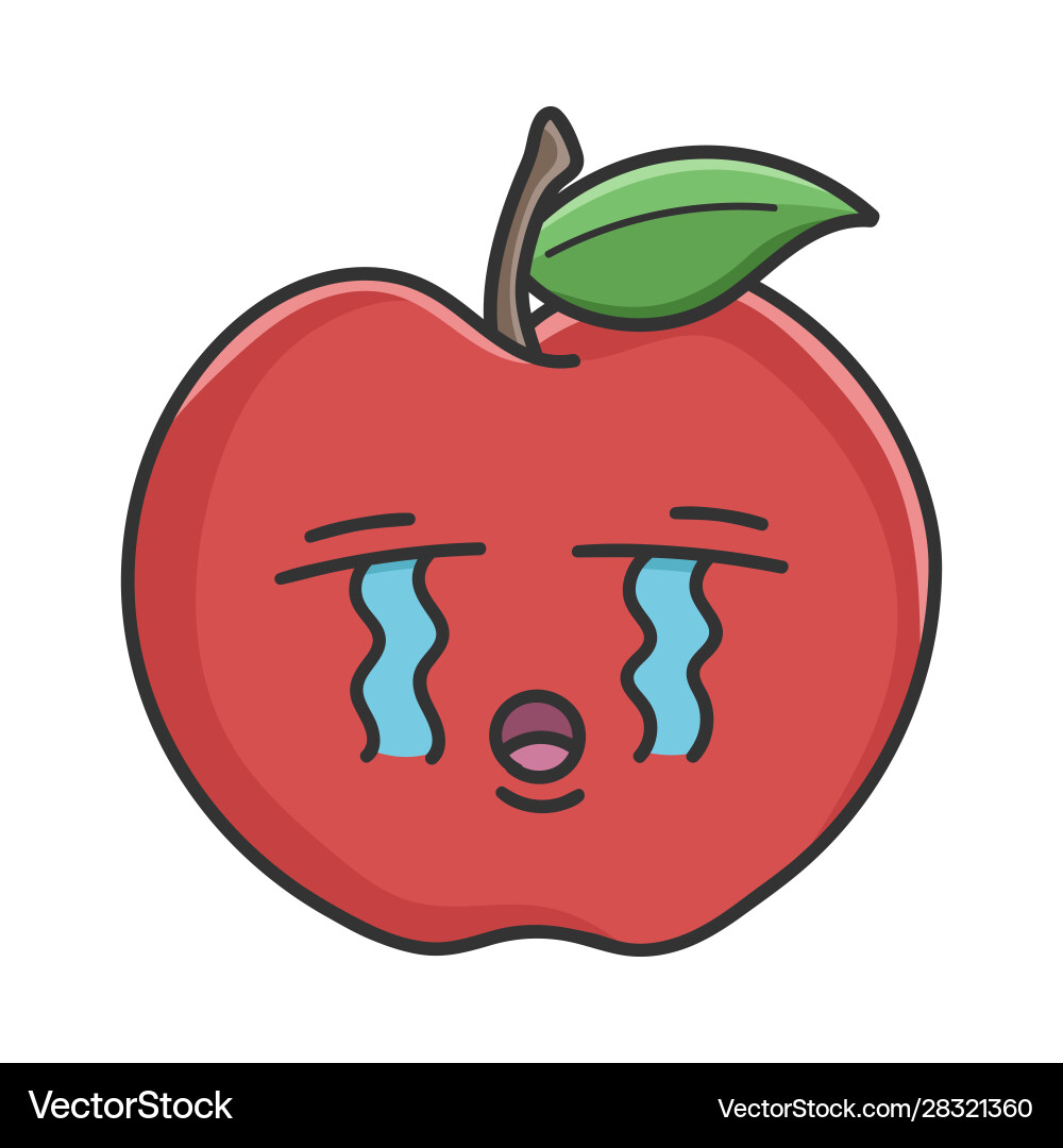 Crying red apple cartoon Royalty Free Vector Image