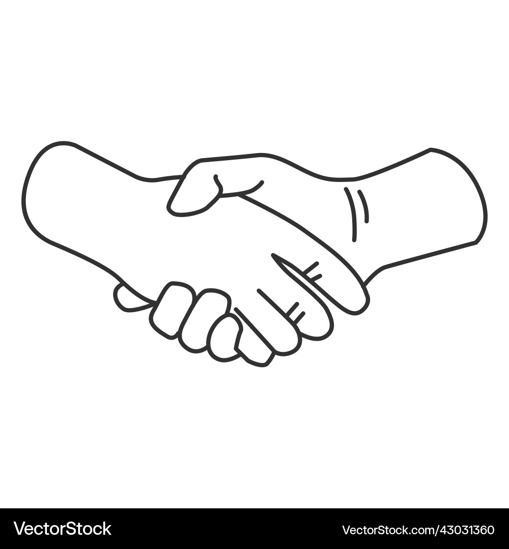 Hand shake friends line art Royalty Free Vector Image