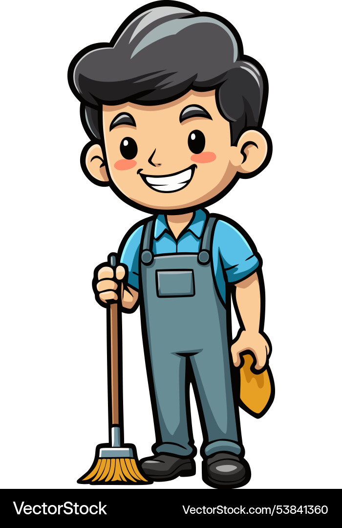 Janitor man cartoon clip art Royalty Free Vector Image