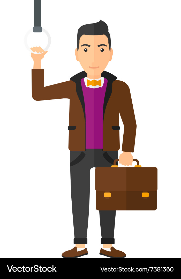 Man standing inside train Royalty Free Vector Image