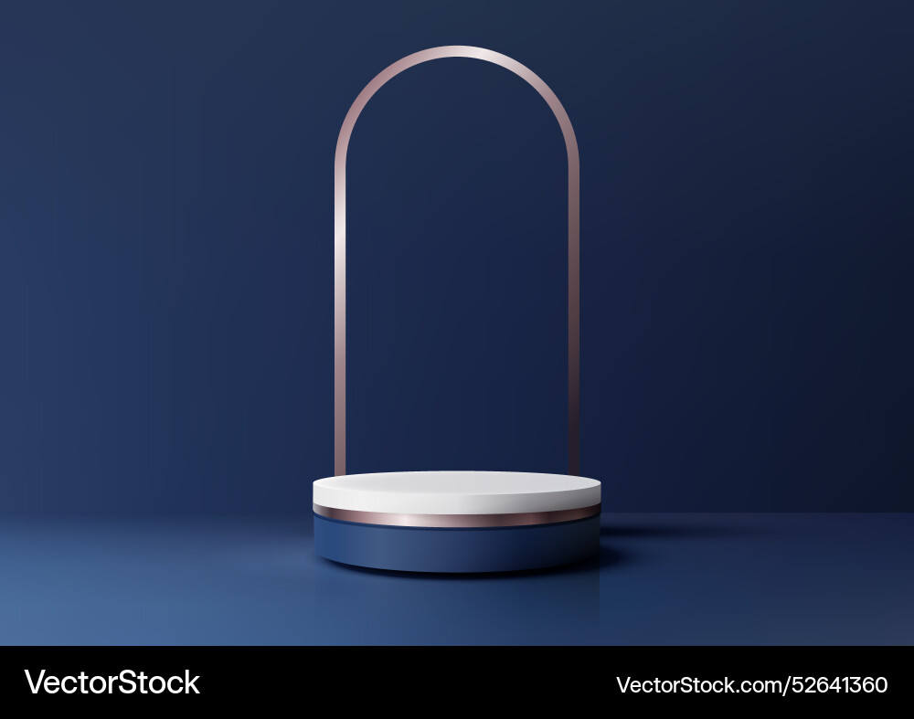 Modern 3d podium with arched frame on a sleek Vector Image