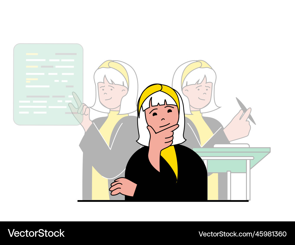 Productivity workplace concept with character Vector Image