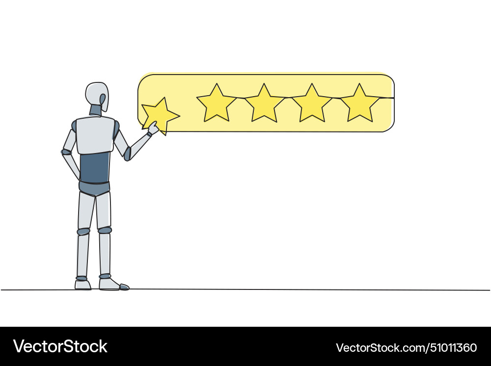 Single continuous line drawing robotic standing Vector Image
