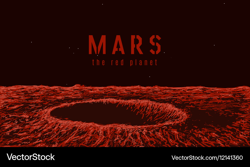 View on surface of the mars Royalty Free Vector Image