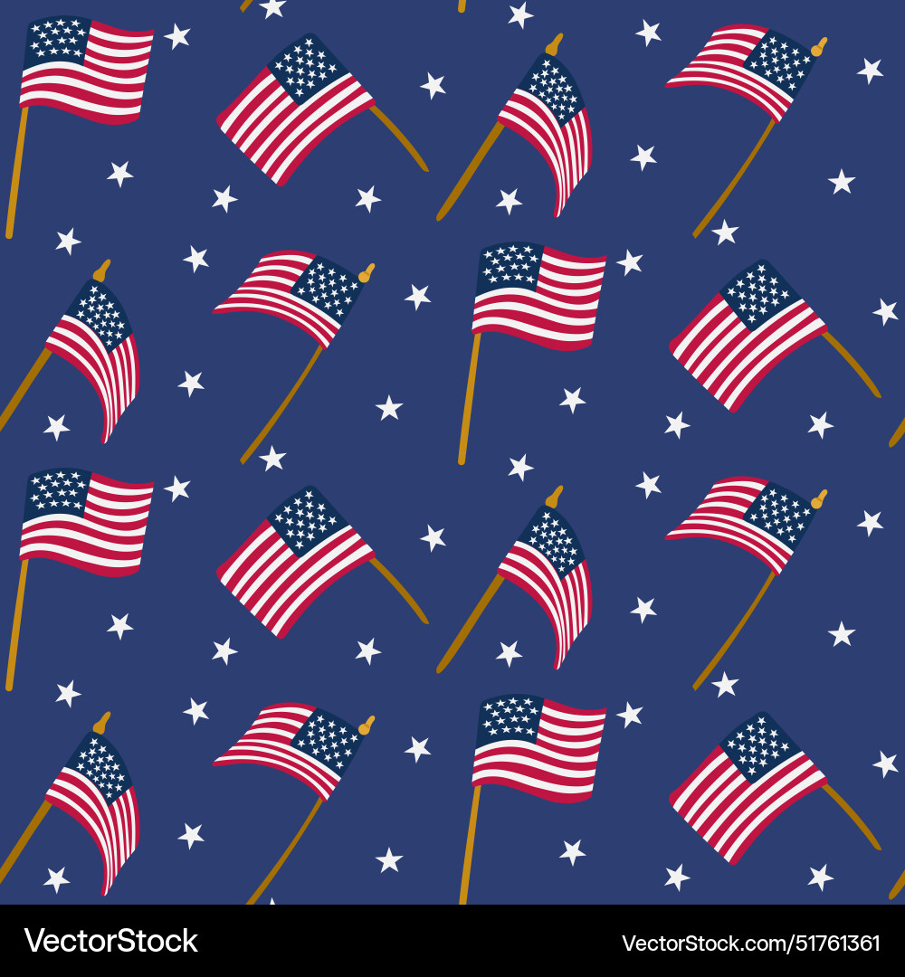 American patriotic seamless pattern with us flags Vector Image
