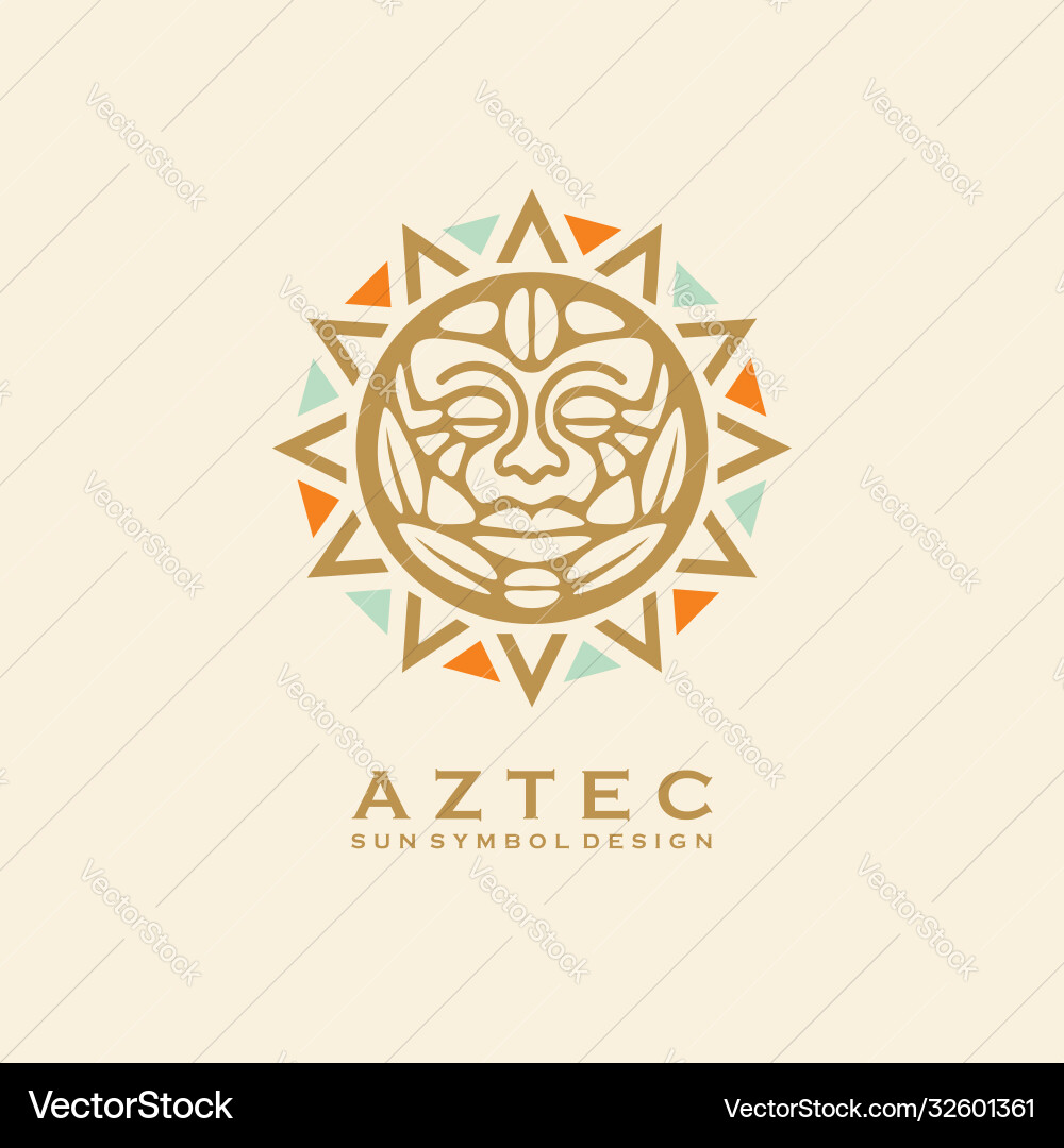 Aztec tribal sun symbol with human face Royalty Free Vector
