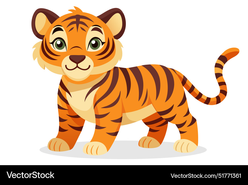 Baby tiger animal flat on white background Vector Image