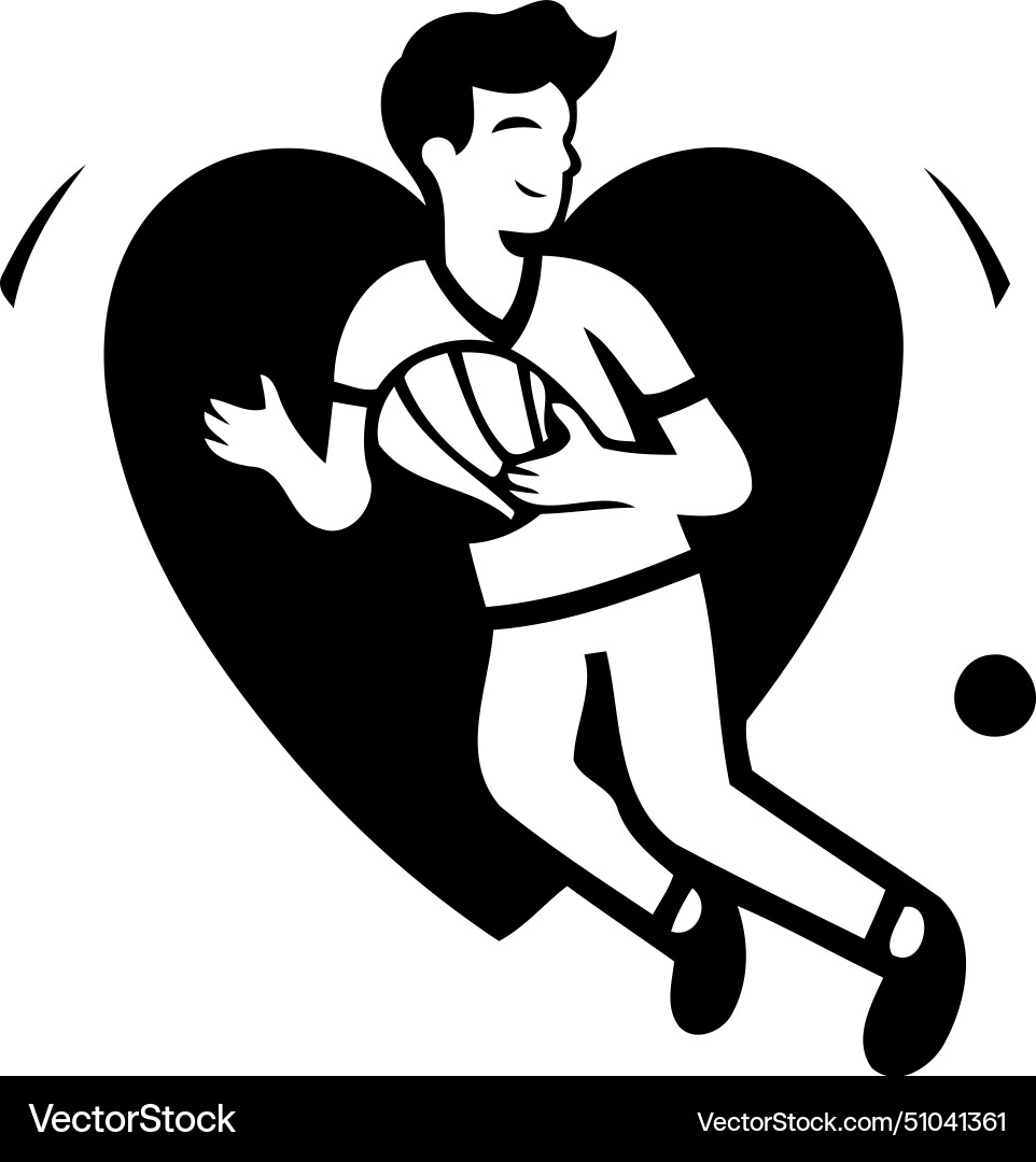 Basketball player in heart shape flat style Vector Image