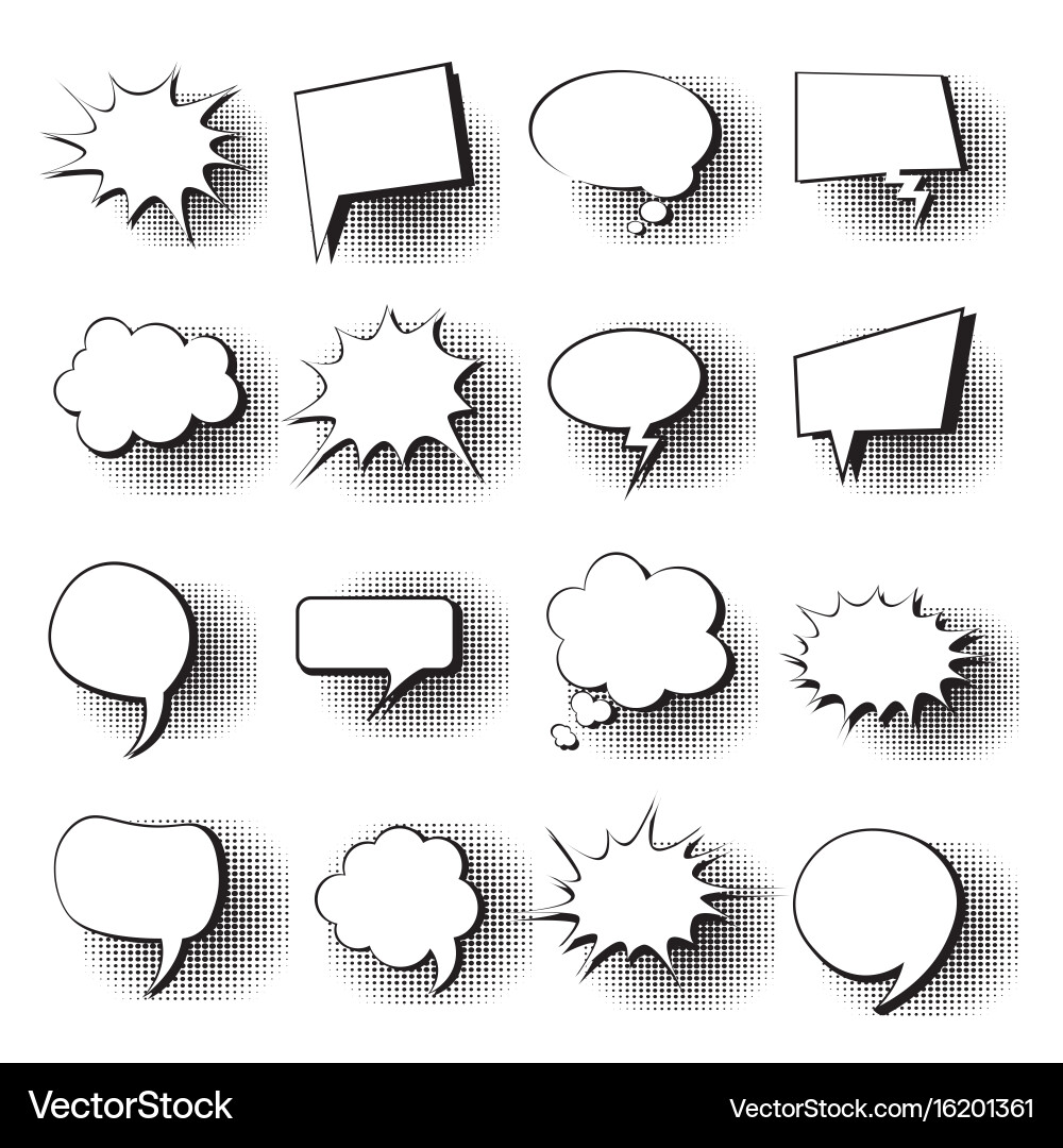 Chat bubble icon set pop art style social media Vector Image