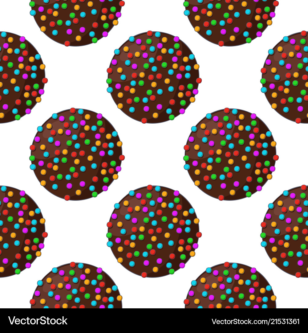 Chocolate dessert with colored sprinkles seamless Vector Image