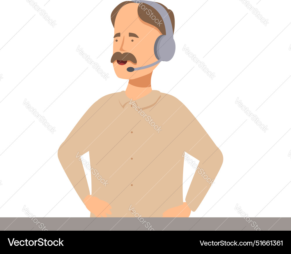 Confident call center agent wearing headset Vector Image