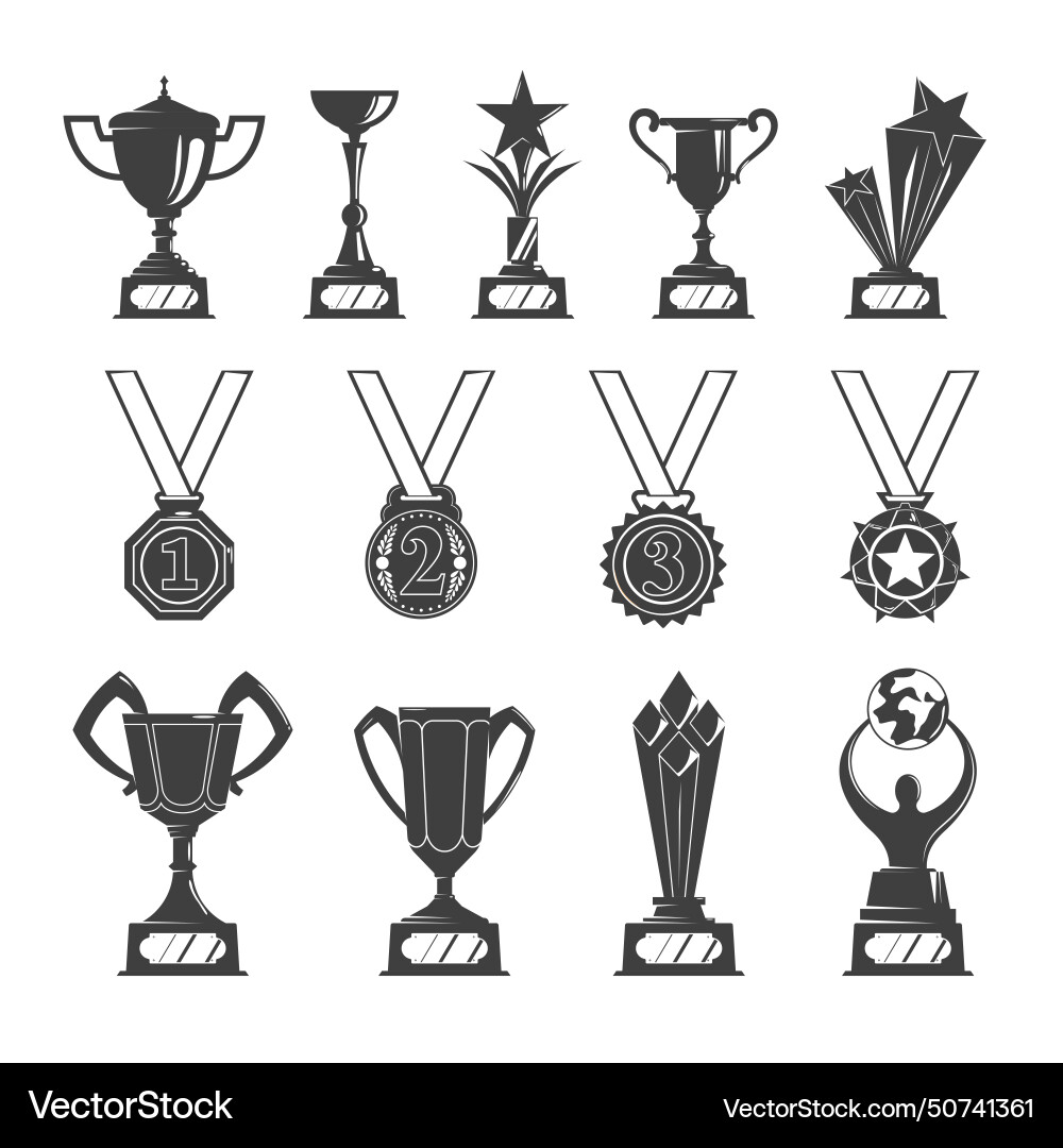 Cups and medals set Royalty Free Vector Image - VectorStock