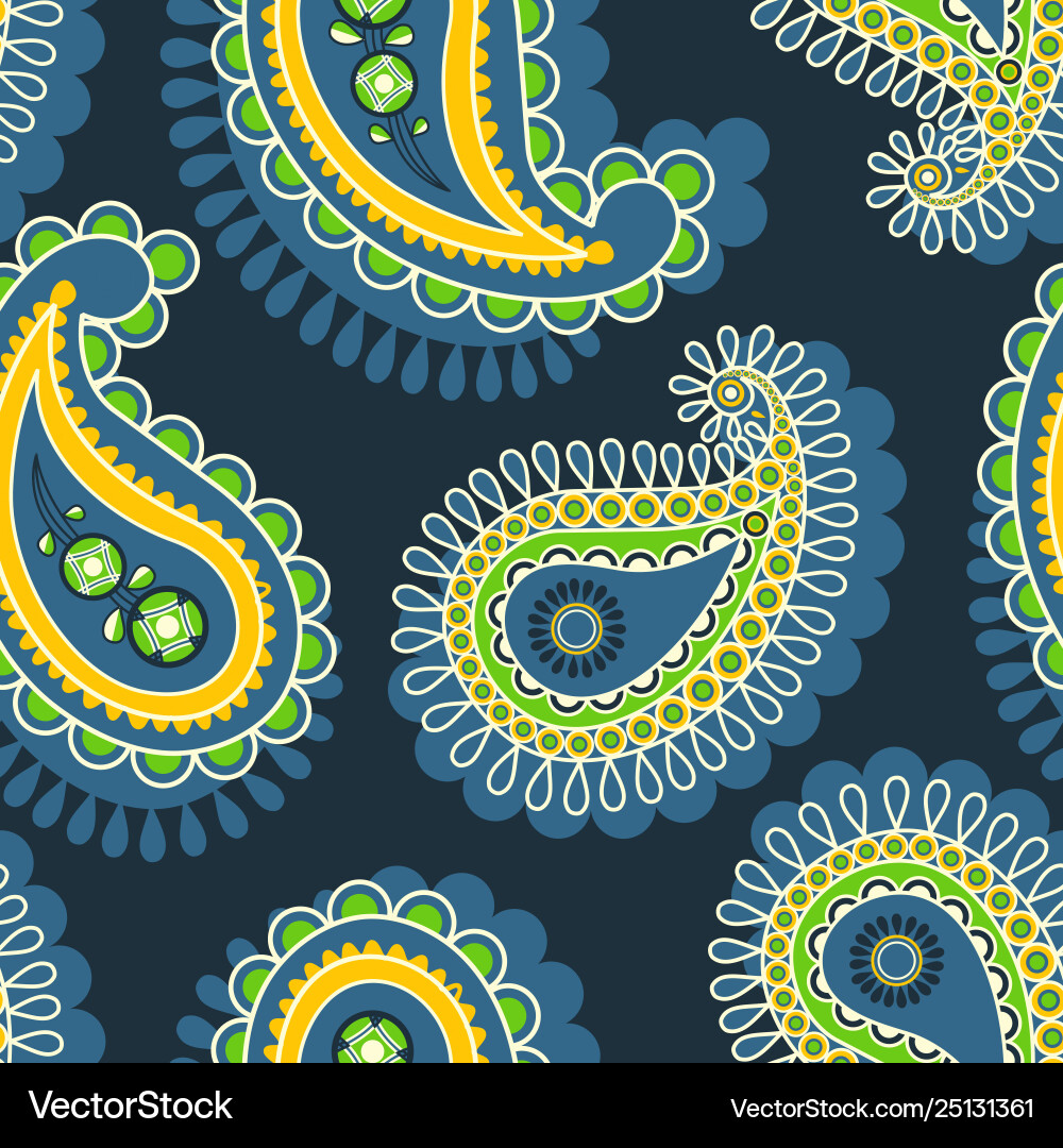 Dark Blue Paisley Pattern Royalty Free Vector Image