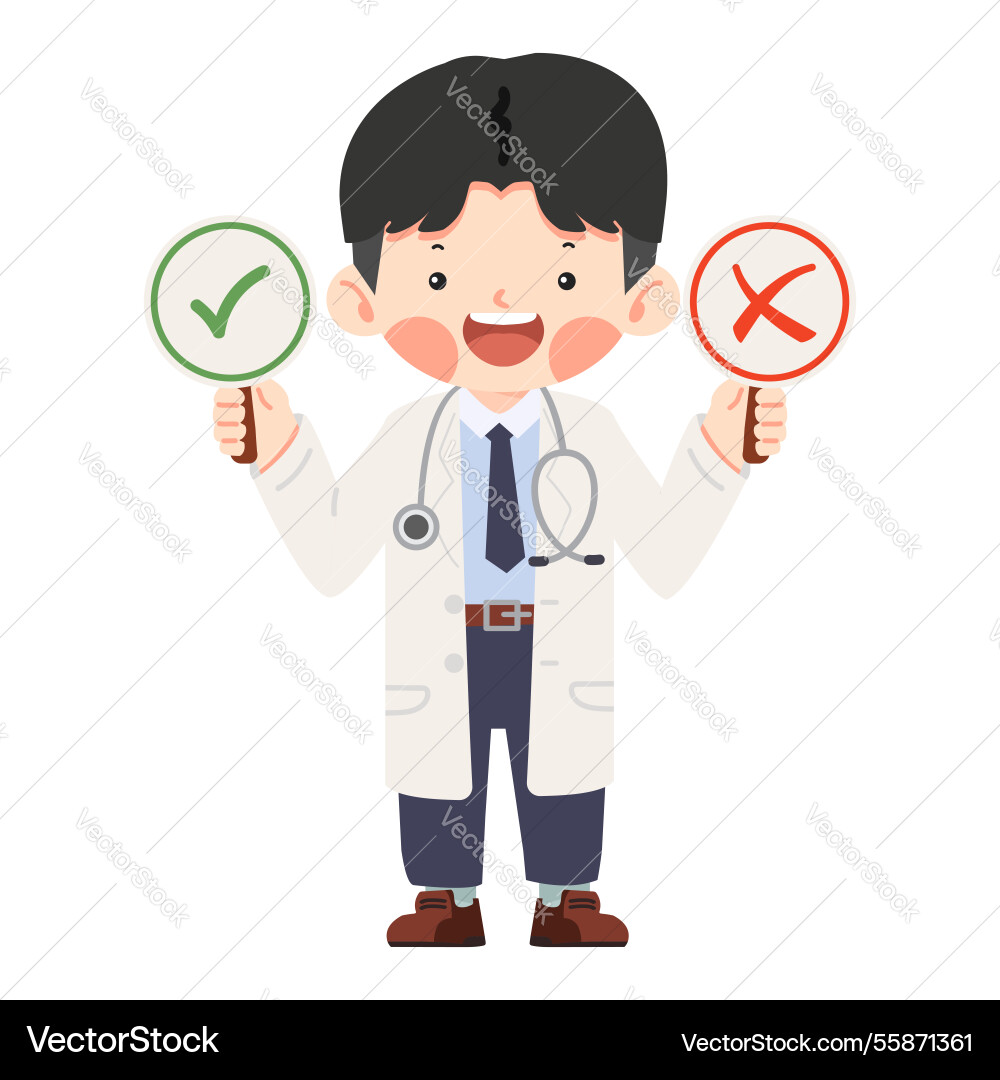 Doctor deciding between right and wrong Royalty Free Vector
