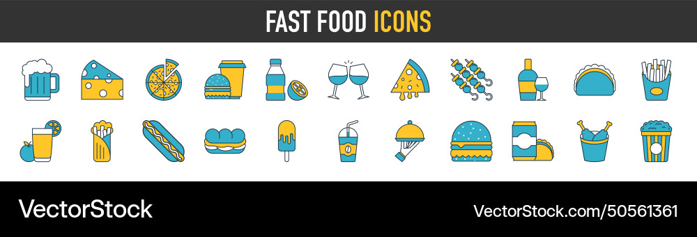 Fast food icon set Royalty Free Vector Image - VectorStock
