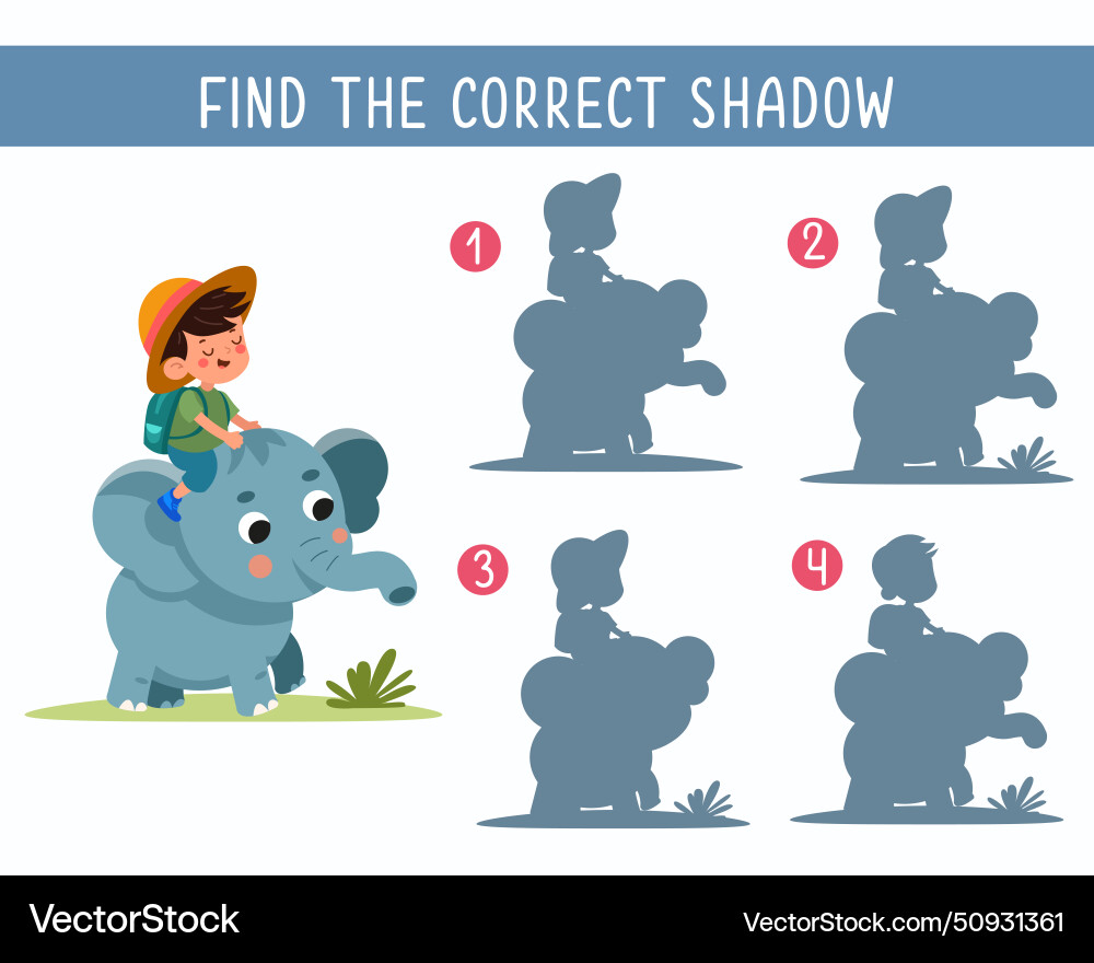 Find the right shadow game for children cute Vector Image