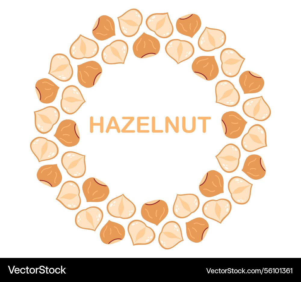 Nuts circle frame round hazelnut border flat Vector Image