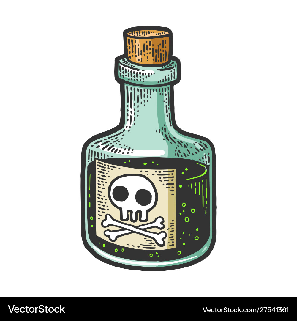 Poison venom bottle sketch Royalty Free Vector Image