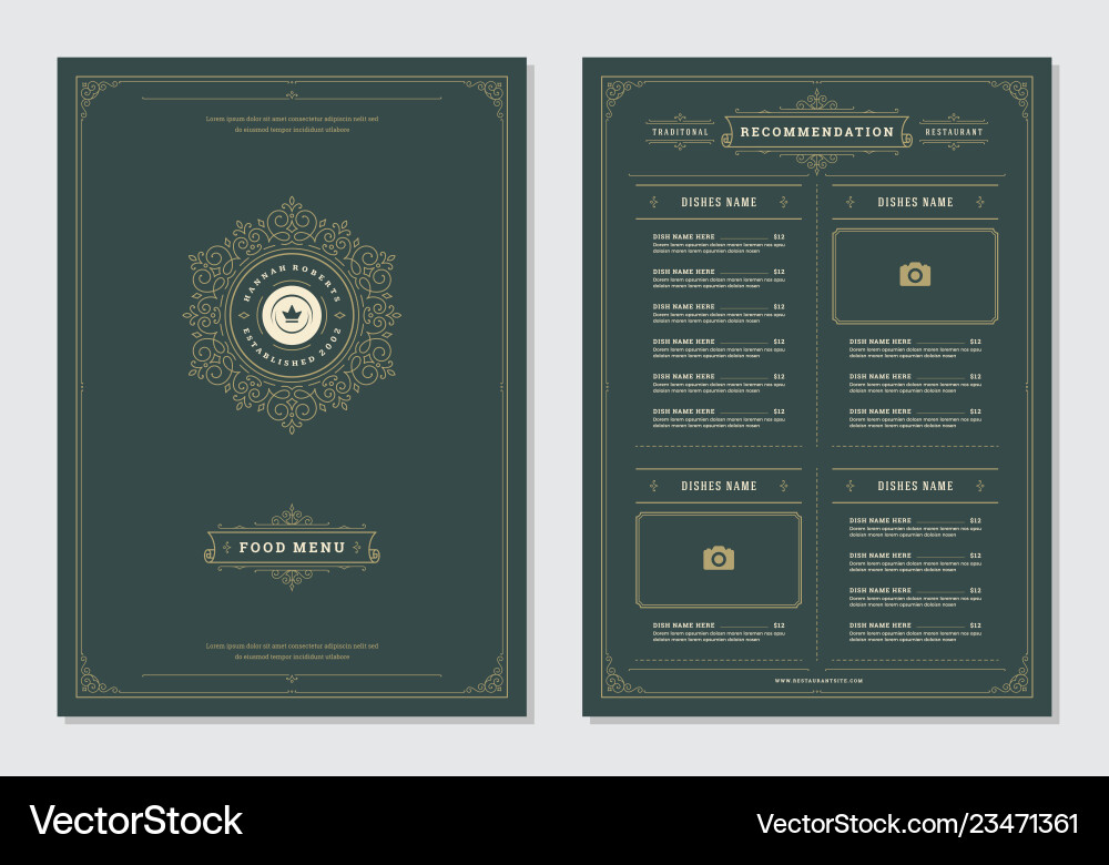 Restaurant menu design and logo brochure Vector Image