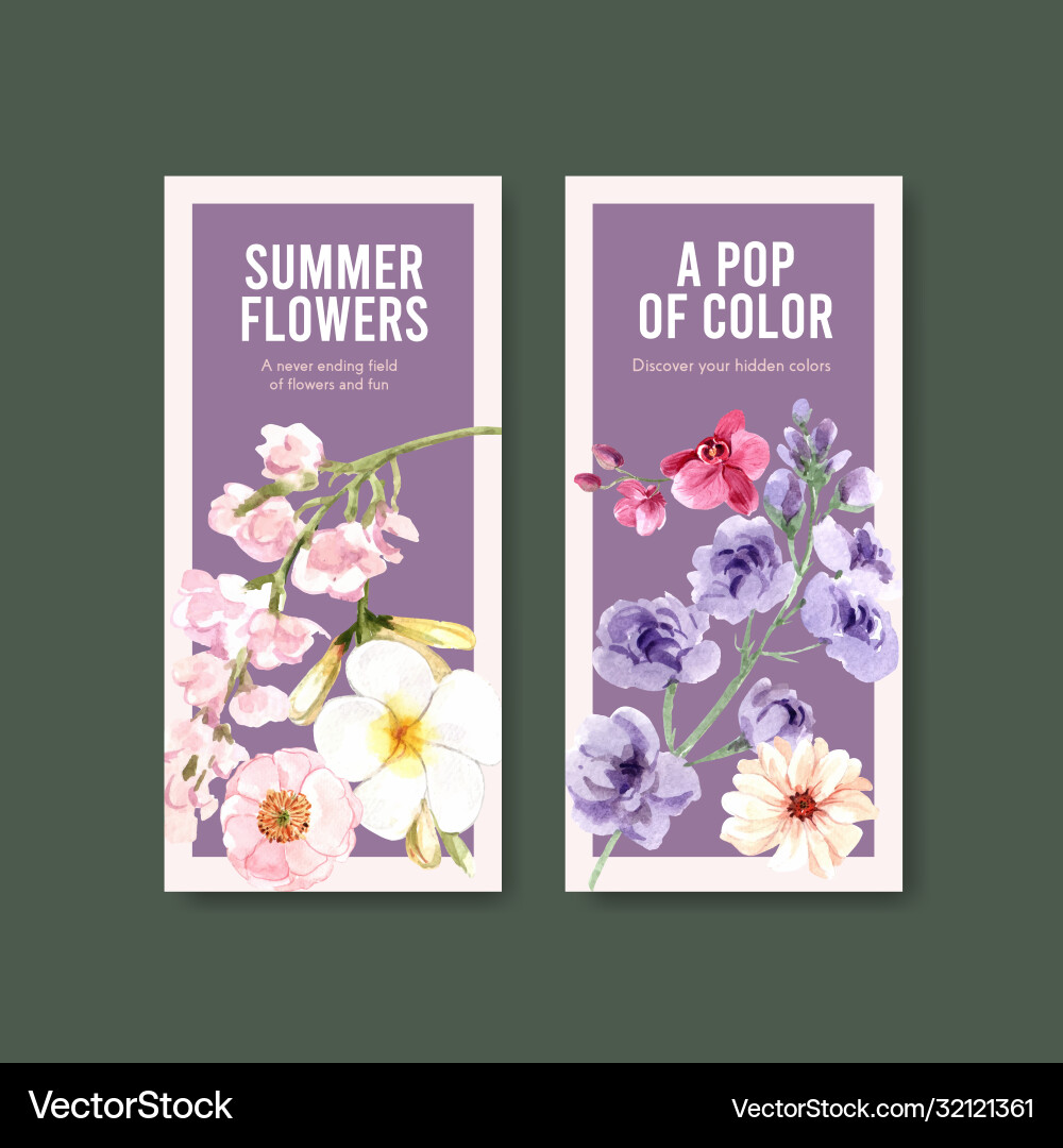 Summer flower flyer template design Royalty Free Vector