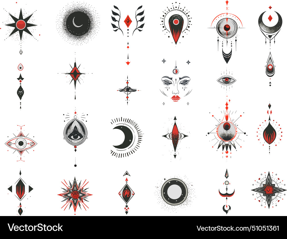 Witchy Alchemy Moon Symbols Royalty Free Vector Image