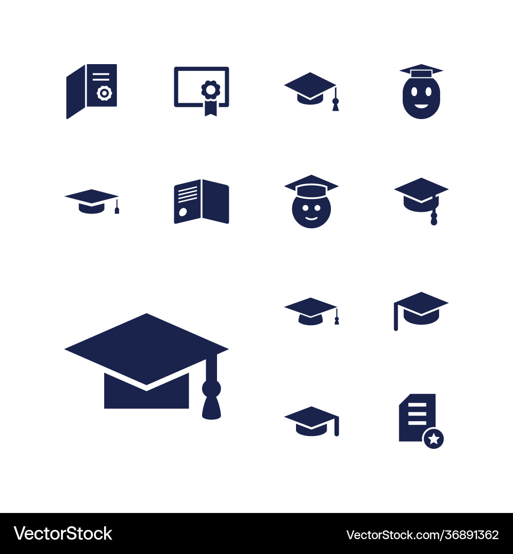 13 graduation icons Royalty Free Vector Image - VectorStock