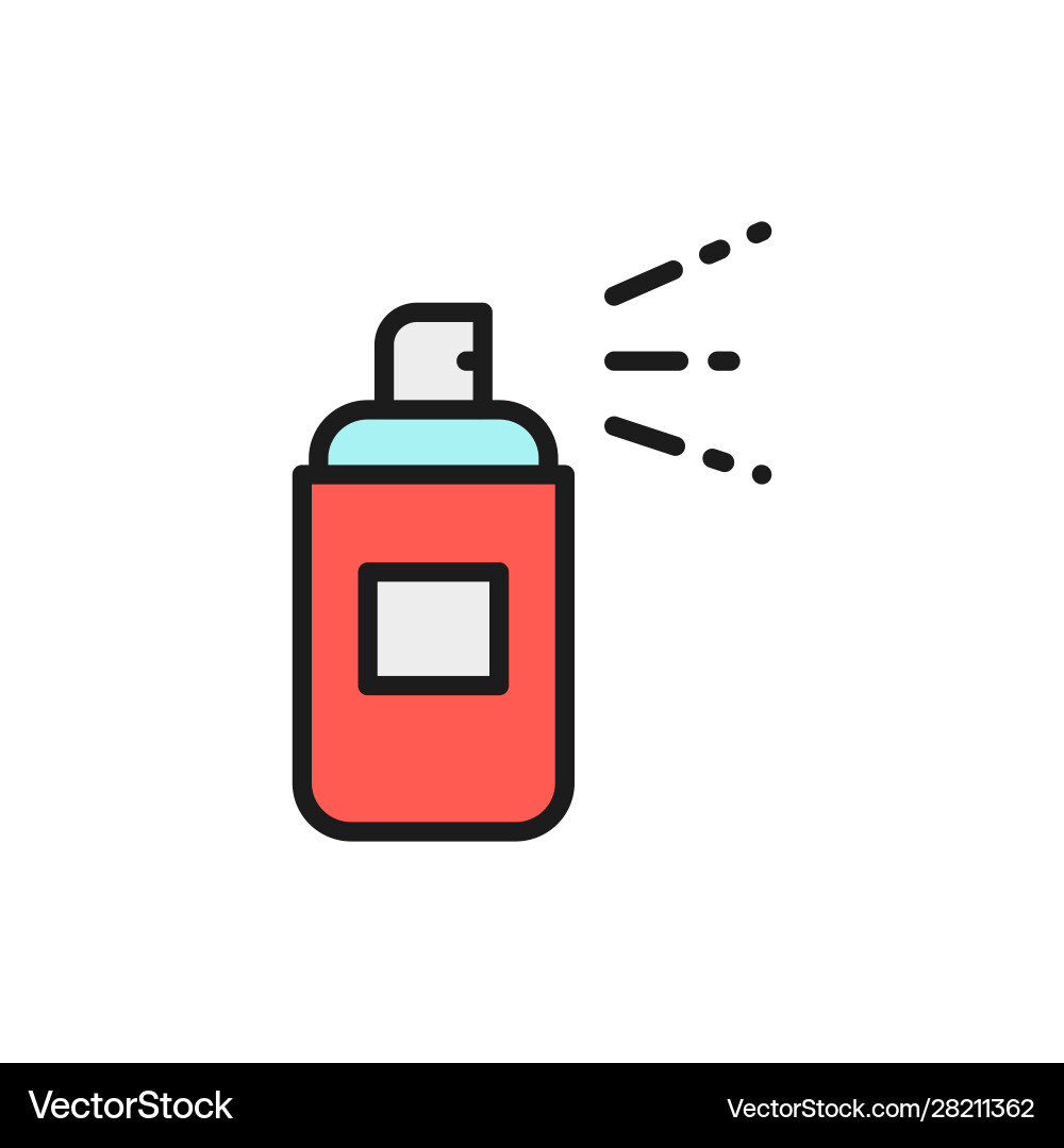 Aerosol spray bottle can flat color line Vector Image