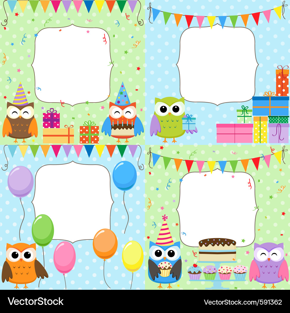 Birthday party cards Royalty Free Vector Image