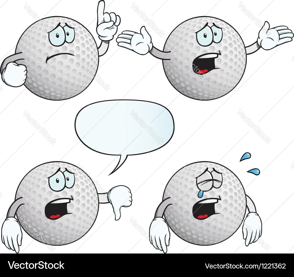 Crying golf ball set Royalty Free Vector Image