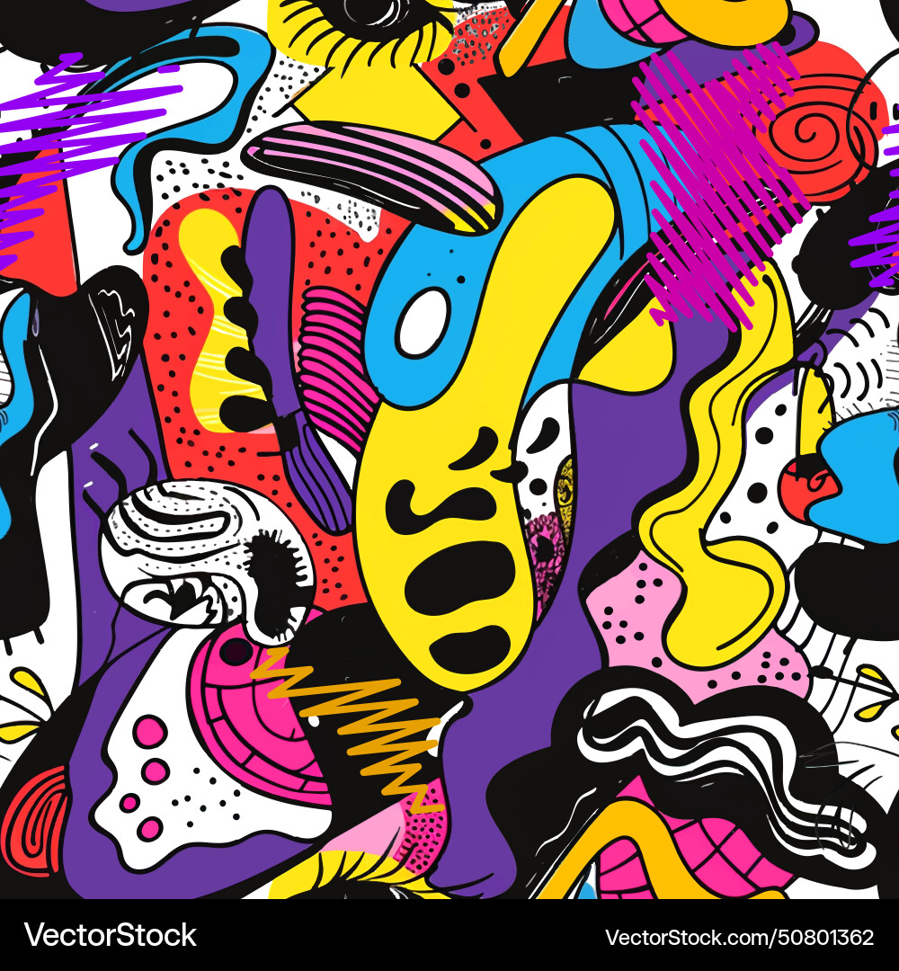 Doodles colorful modern seamless pattern Vector Image