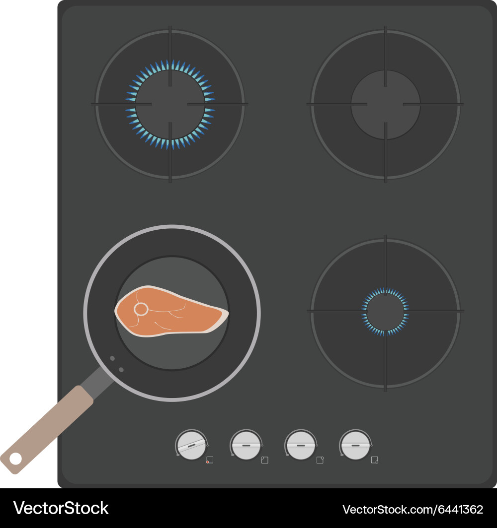 Gas Cooker on Kitchen Stove Royalty Free Vector Image