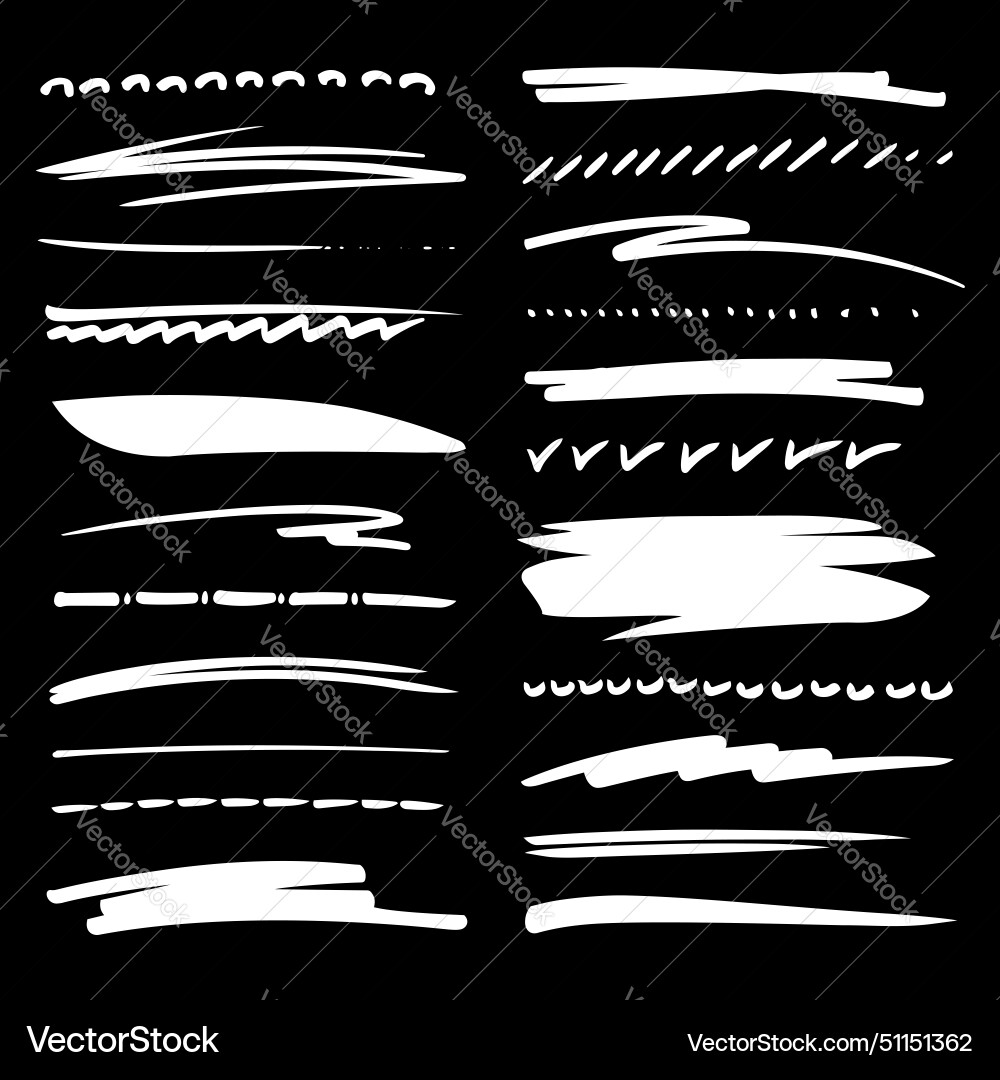 Hand drawn collection set of underline strokes Vector Image
