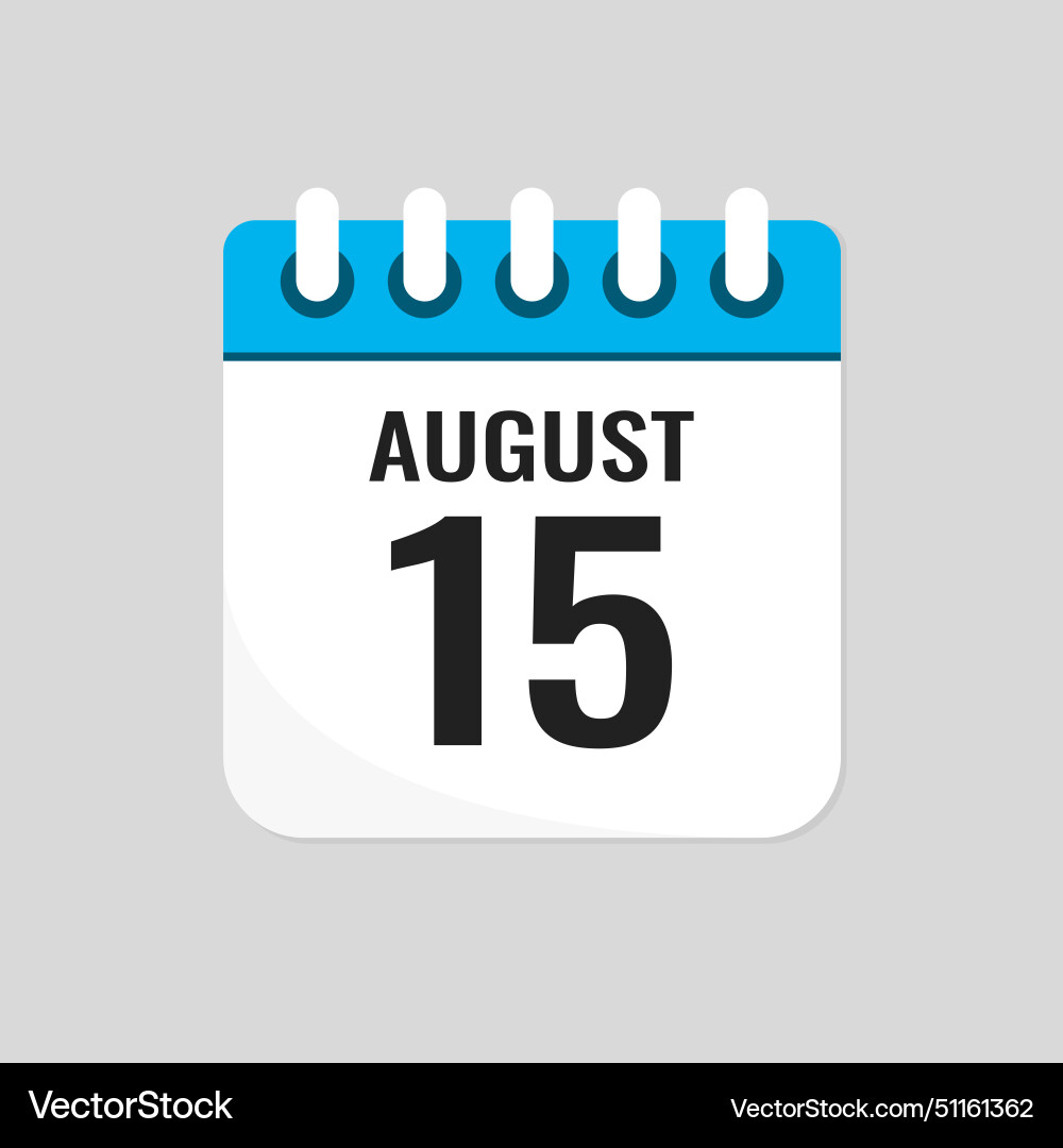 Icon page calendar day - 15 august Royalty Free Vector Image