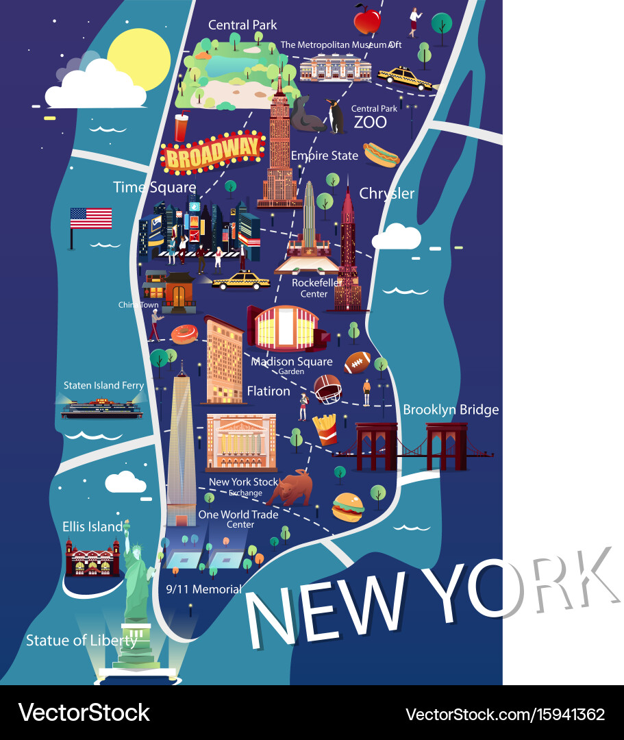 New york manhattan map Royalty Free Vector Image
