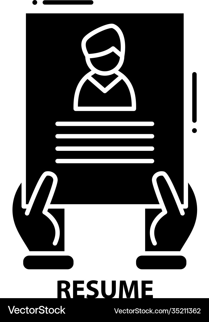 Resume symbol icon black sign Royalty Free Vector Image