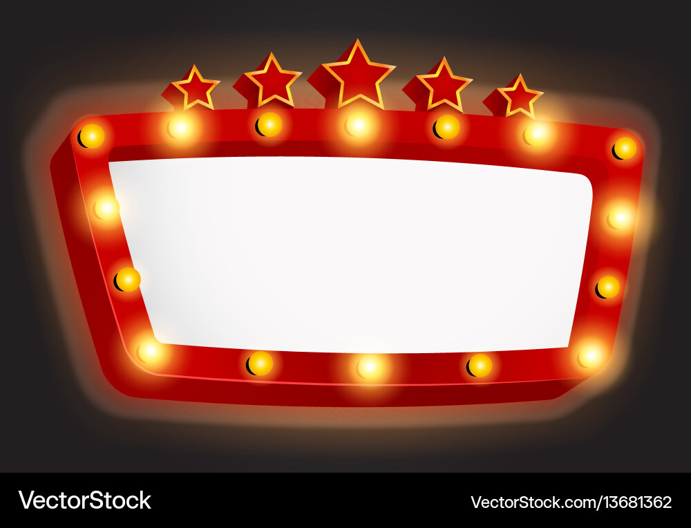 Retro light frame banner with star Royalty Free Vector Image