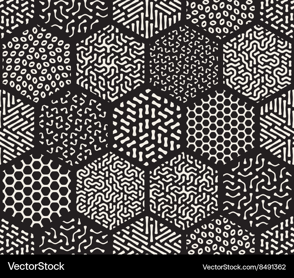 Seamless hexagonal jumble patterns Royalty Free Vector Image