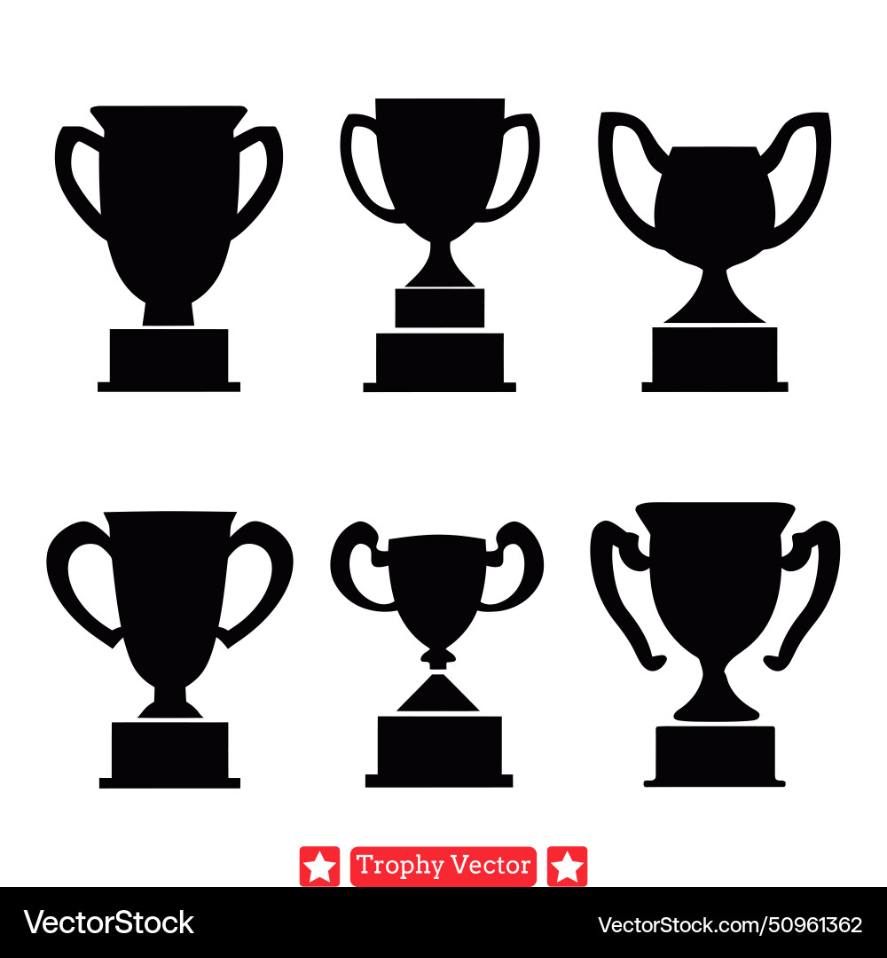 Triumphant icons trophy set for winners Royalty Free Vector