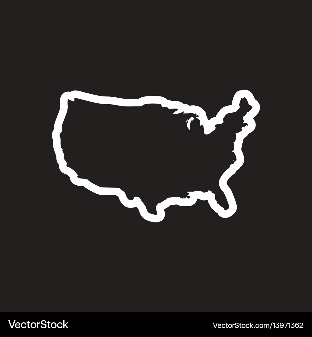 USA Map Icon - Black & White Royalty Free Vector Image