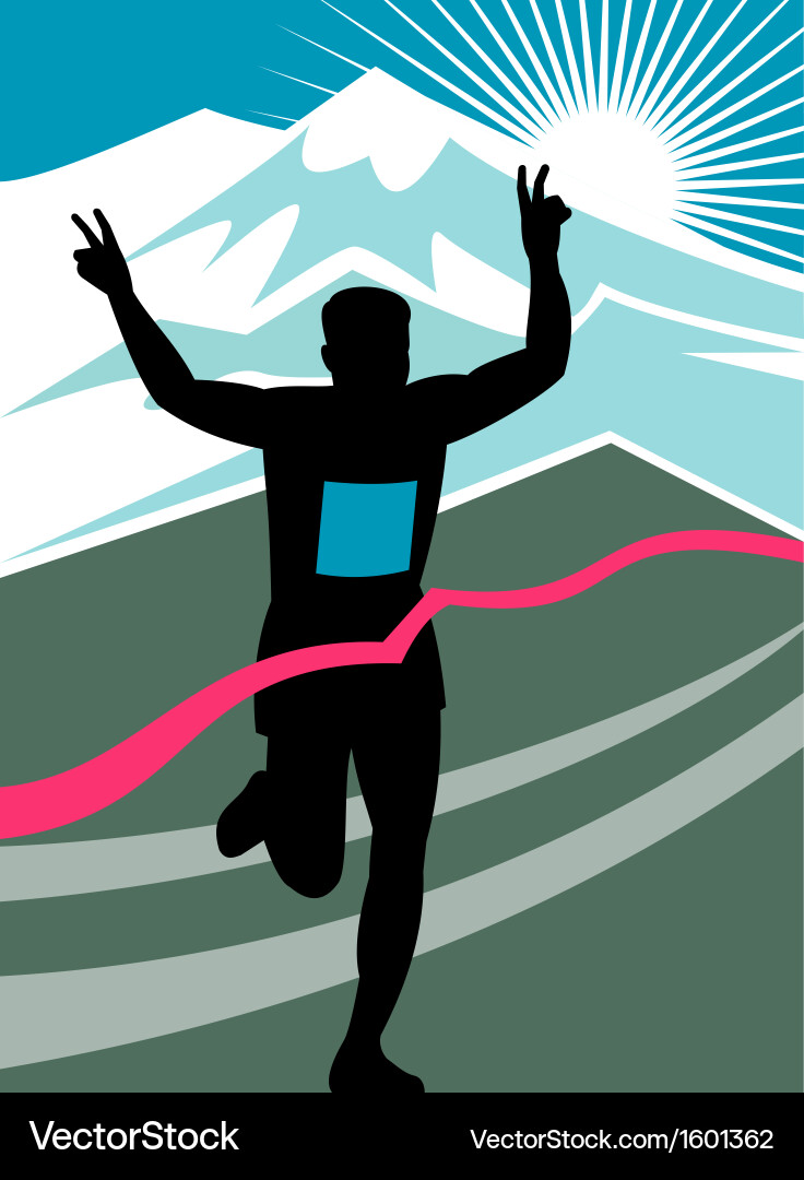 Victory Runner at Finish Line Royalty Free Vector Image